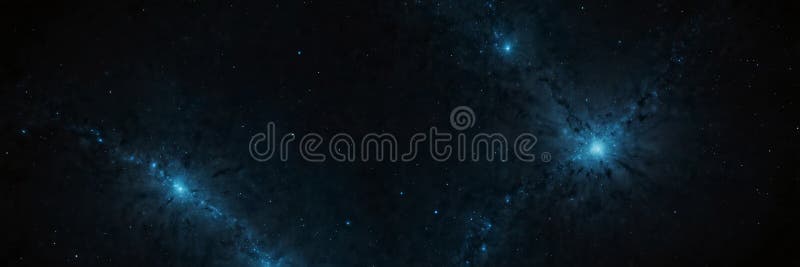 Blue Stars on Black Empty Space Universe Void Panoramic Wide Angle Ai ...