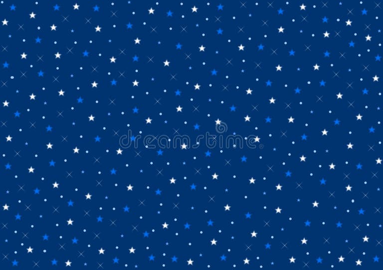 Blue Stars and Dots Spread Out on Blue Background Pattern Stock ...