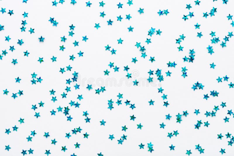Falling Iridescent Silver Stars Confetti On Black Festive Background