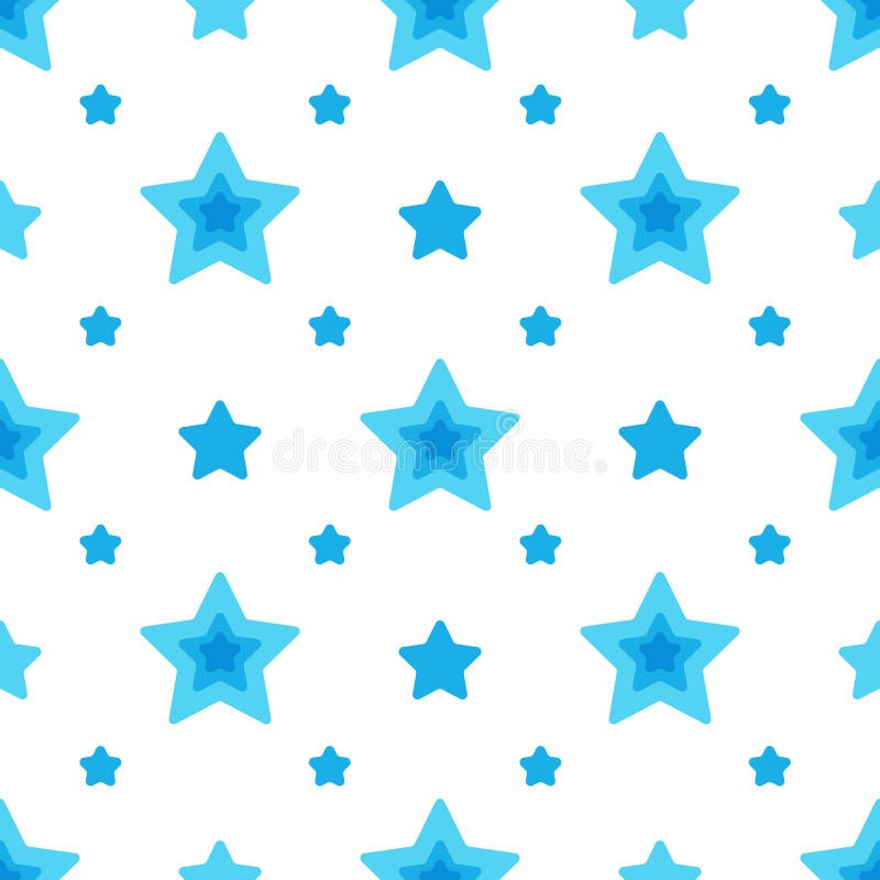 Blue Stars Seamless Pattern,vector Repeating Ornament on White ...