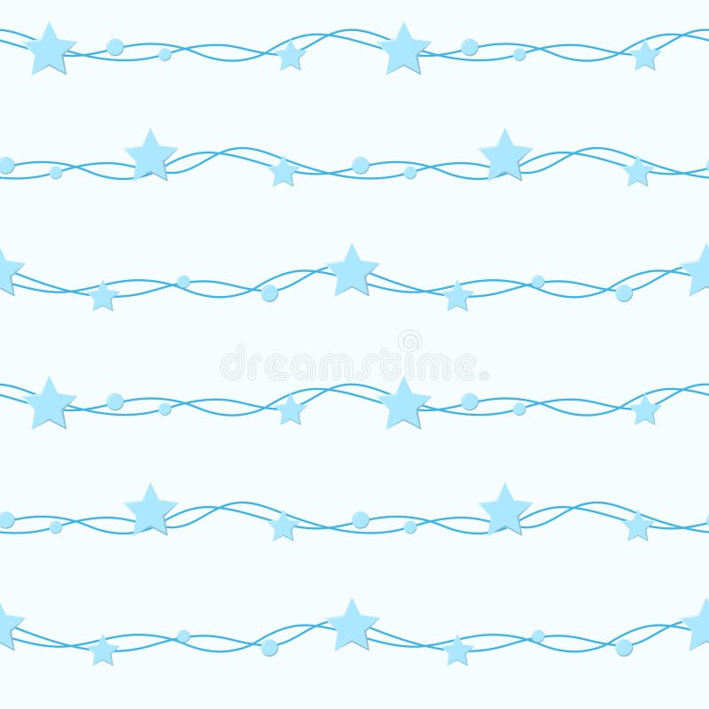 Blue Stars and Wave Lines Seamless Pattern for Children Textiles, Gift ...