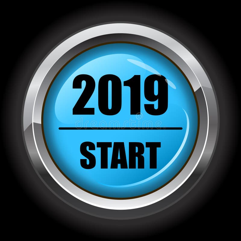 Blue 2019 start button stock vector. Illustration of symbol - 131300619