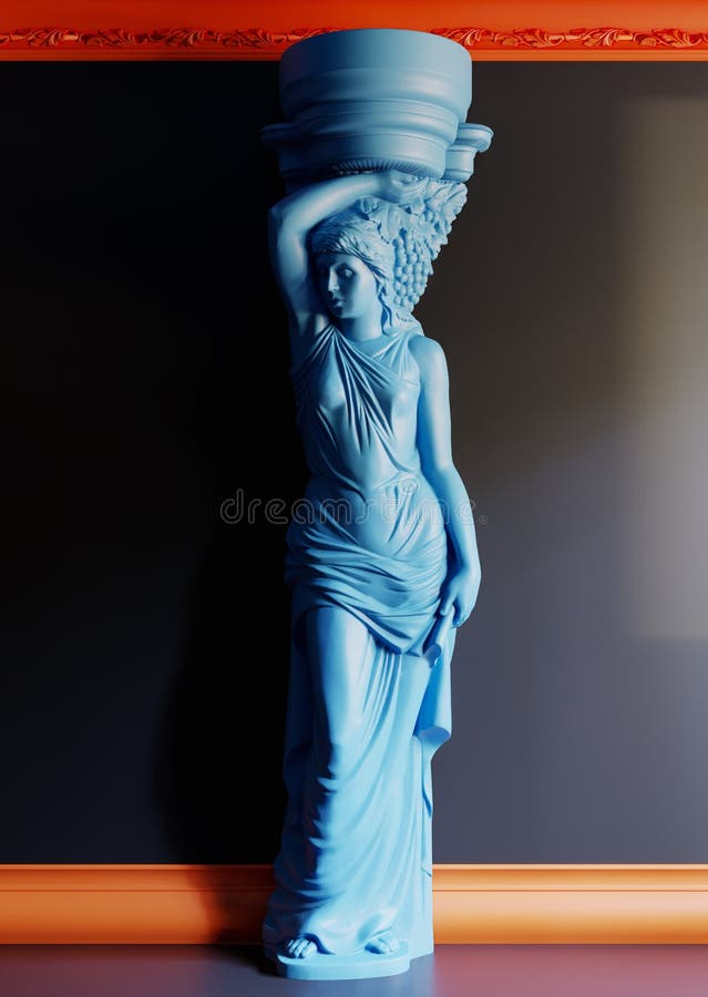 Blue Statue with Black Wall Stock Photo - Image of statue, light: 145883172