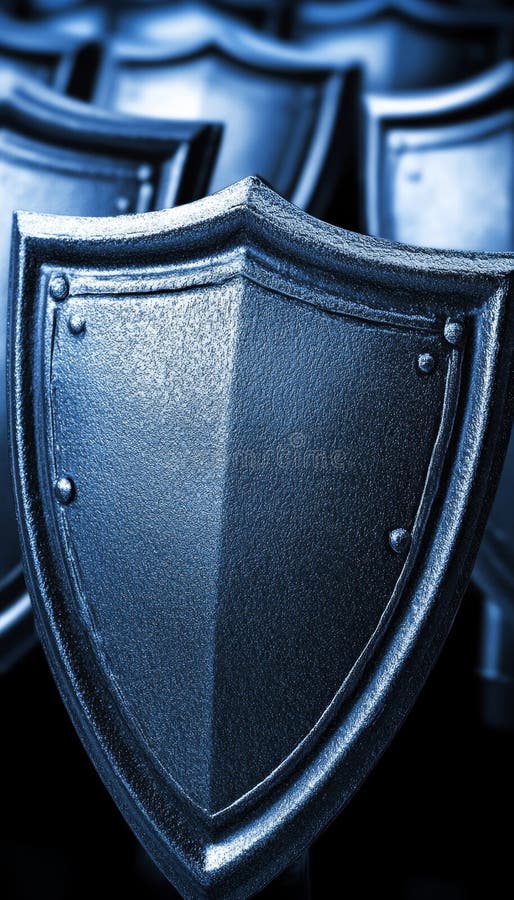 Blue Steel Abstract Security Background with Overlapping Protective ...