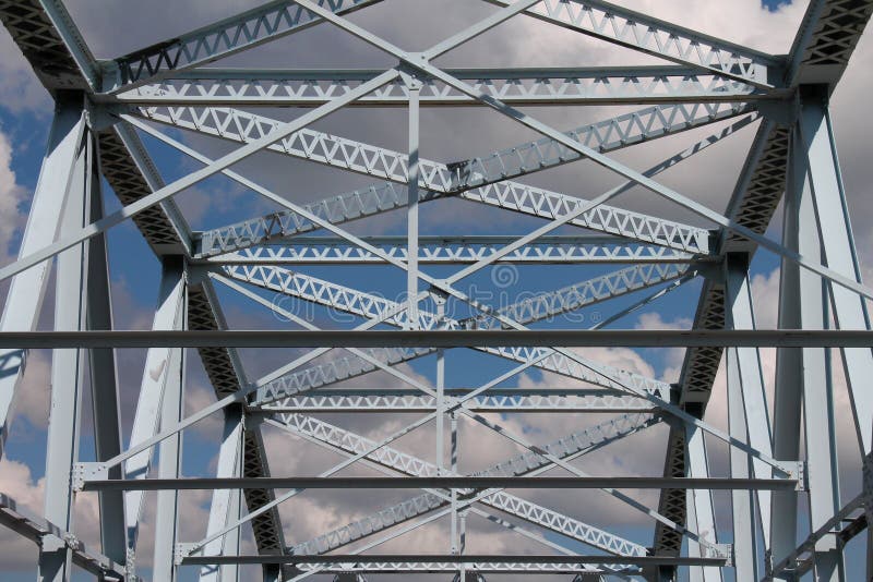 Blue Steel Bridge Center View Stock Photo - Image of bluemetal, center ...