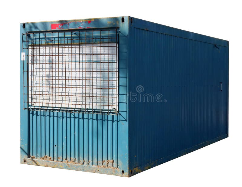 Blue Steel Container Near Construction Site Isolated Stock Image ...