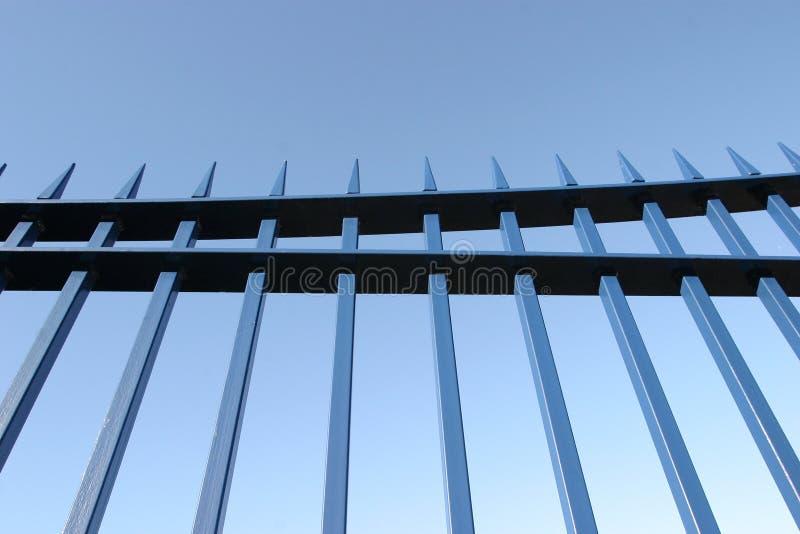Blue Steel Gate Railings stock image. Image of property - 49765