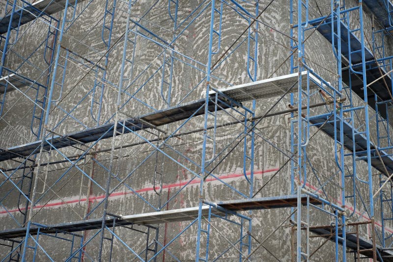 Steel Scaffolding in Front of the Building Stock Photo - Image of heavy ...