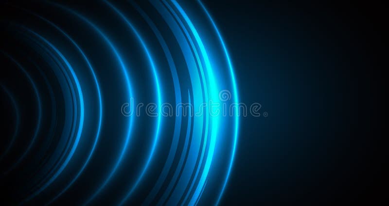 Blue Stellar Circles Glowing in the Dark Space, Neon Disk of Spaceship ...