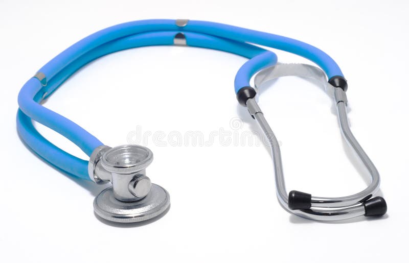 Blue Stethoscope in Doctors Coat Stock Photo - Image of vertical ...