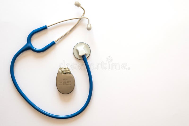 BLUE STETHOSCOPE STEM with PACEMAKER BATTERY Stock Photo - Image of ...