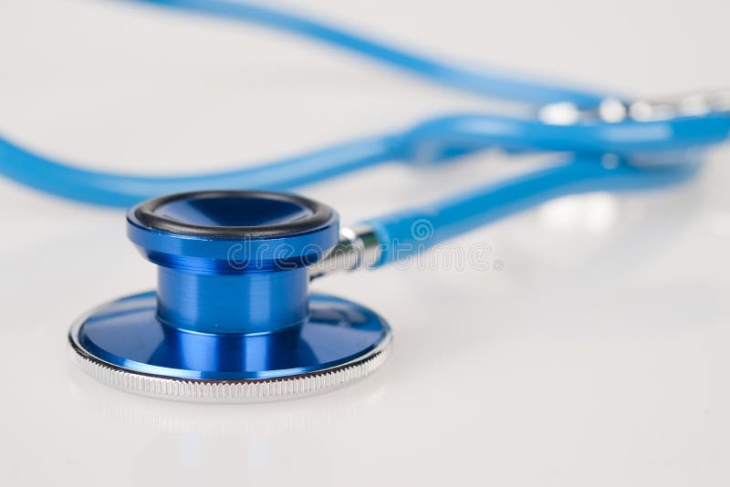 Blue stethoscope on white stock photo. Image of hospital - 14131778