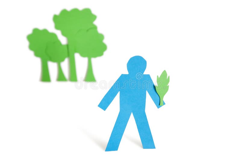A Blue Stick Figure Holding a Leaf Representing Concept of Nature ...