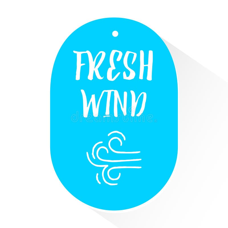 Blue Sticker with Lettering Text and Silhouette of the Wind. Vector ...