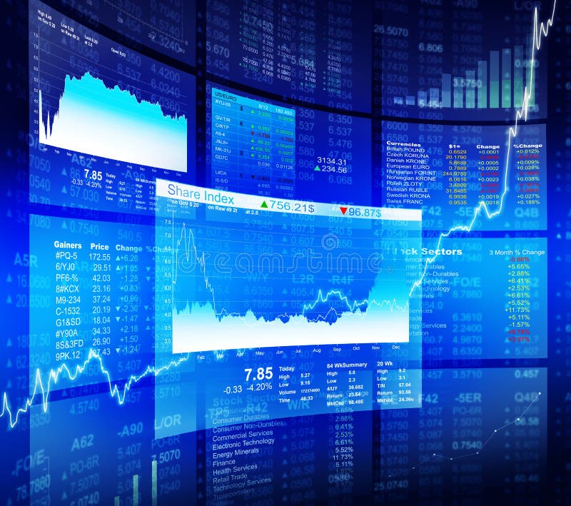 Blue Stock Diagram with Information Background Stock Image - Image of ...