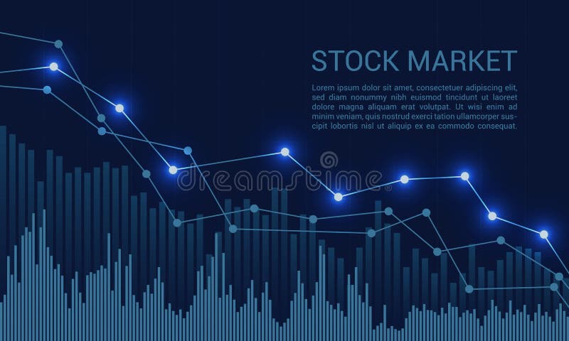 Blue Stock Market or Financial Candlestick Chart with Rising and ...