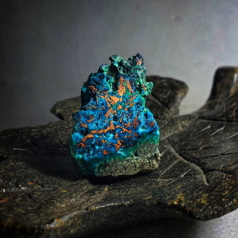 Blue Stone - Gemstone - Chrysocolla with Native Copper Stock Image - Image of jewell, native ...