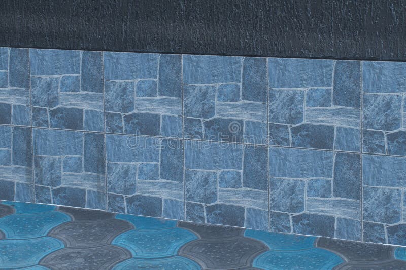 Blue Stone Tile Abstract Pattern Wall Building Facade Exterior and ...