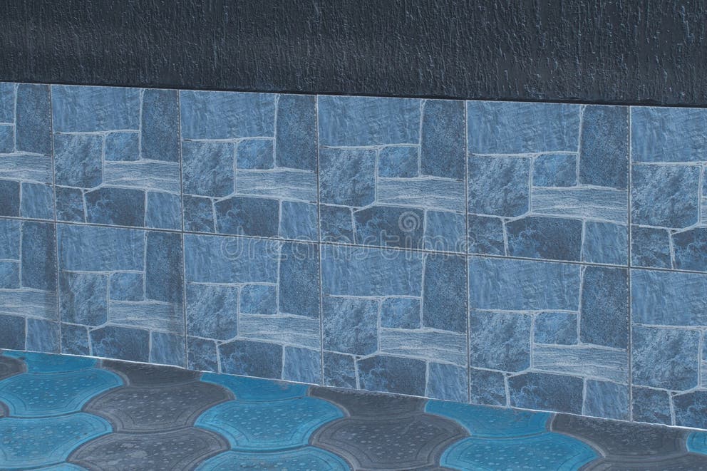 Blue Stone Tile Abstract Pattern Wall Building Facade Exterior and ...