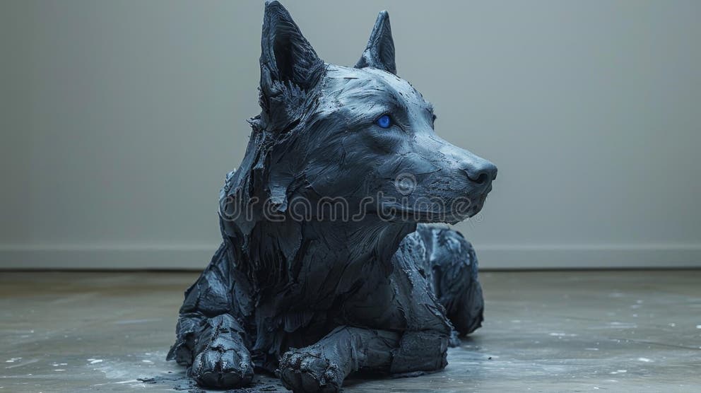 Blue Stone Wolf Sculpture - Generative Ai Stock Illustration ...