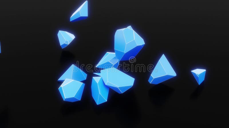 Blue Stone Yellow Edge Explosion Slow Motion on Black Surface 3d Stock ...