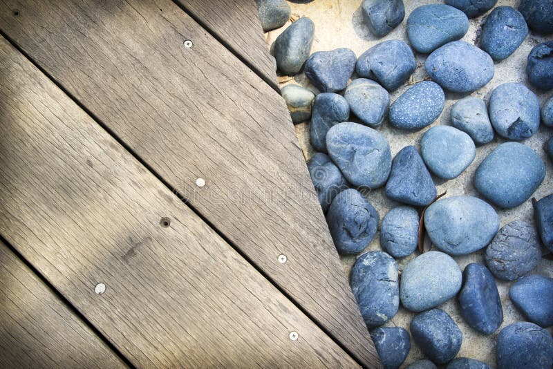 Blue Stones Wooden Boards Background Stock Photo - Image of abstract ...