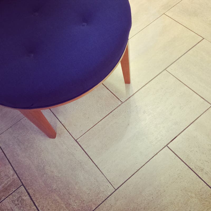 Blue stool on tile floor stock image. Image of modern - 45461605