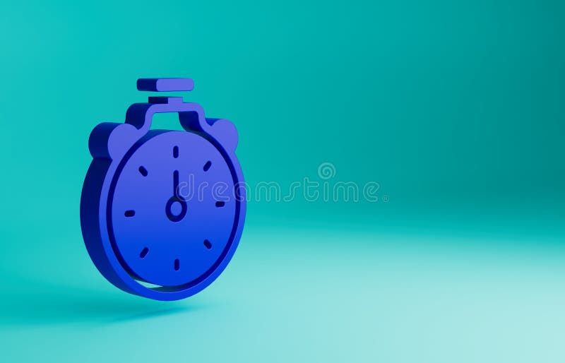 Blue Stopwatch Icon Isolated on Blue Background. Time Timer Sign ...