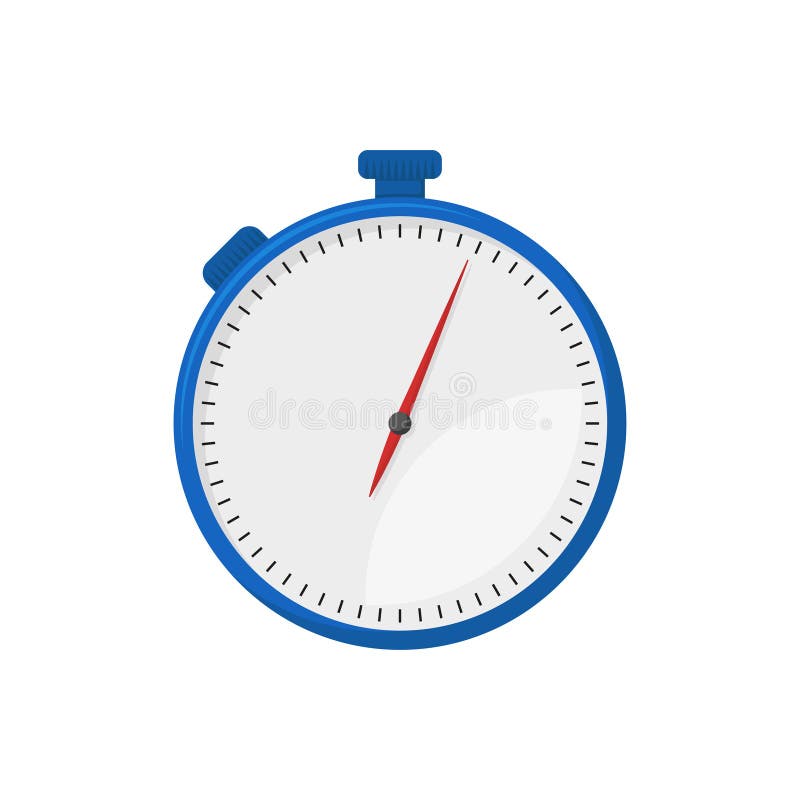 Blue Stopwatch on a White Background, Flat Style Stock Illustration ...