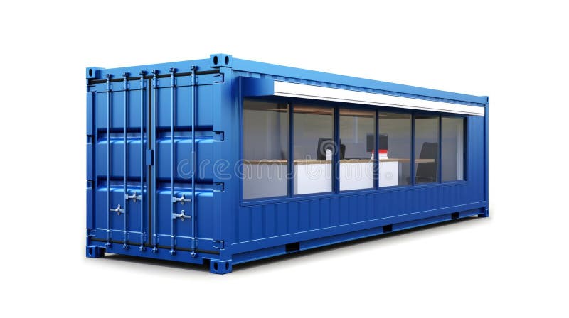 3d Render of a Building 3d Render of a Warehouse Blue Storage Box Stock ...