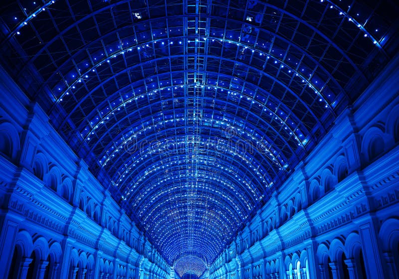 Blue Store Corridor Interior Architecture Backdrop Stock Image - Image ...