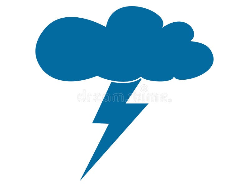 Blue Storm Icon Isolated on Grey Background. Cloud and Lightning Sign ...