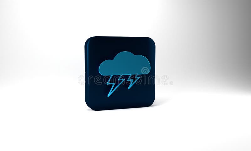 Blue Storm Icon Isolated on Grey Background. Cloud and Lightning Sign ...