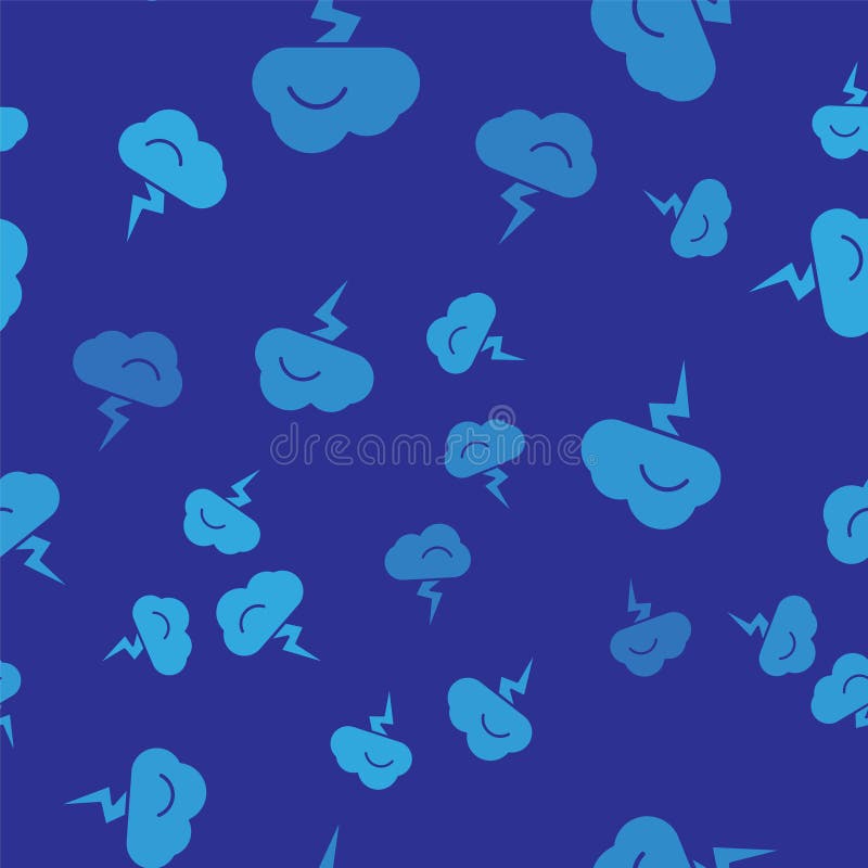 Blue Storm Icon Isolated Seamless Pattern on Blue Background. Cloud and ...