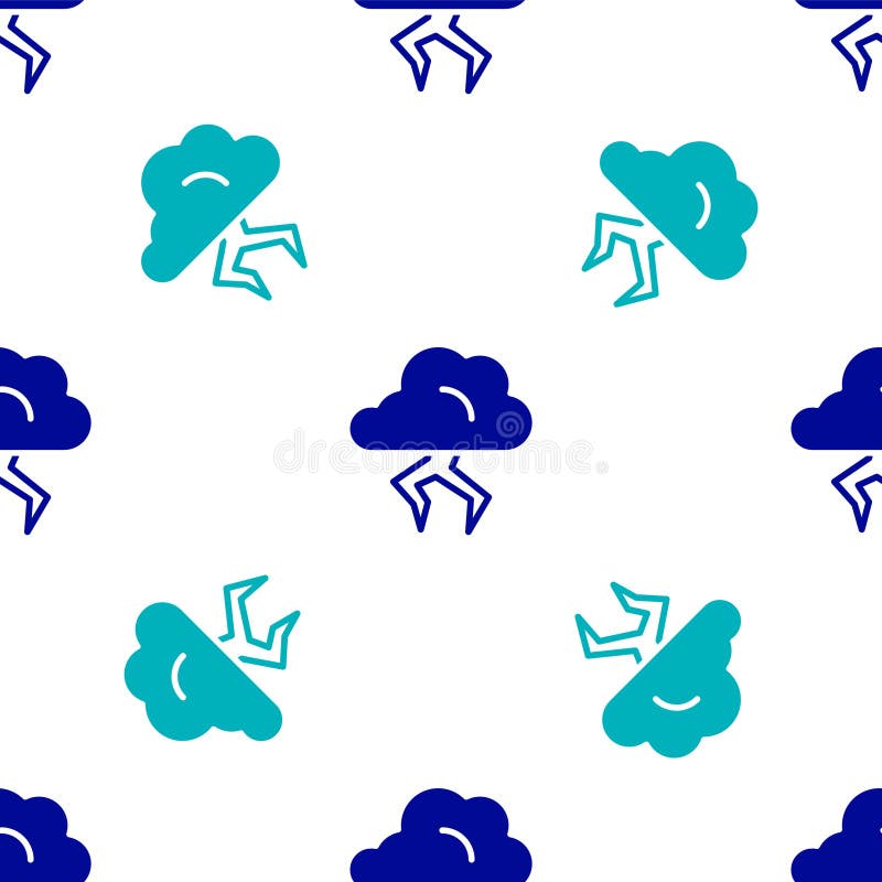 Blue Storm Icon Isolated Seamless Pattern on White Background. Cloud ...