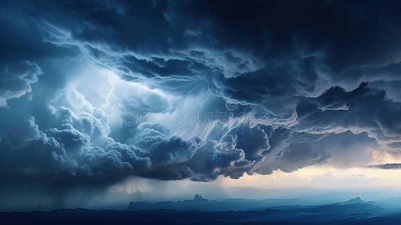 Blue Stormy Clouds Blown by the Strong Wind Across the Sky at Evening ...