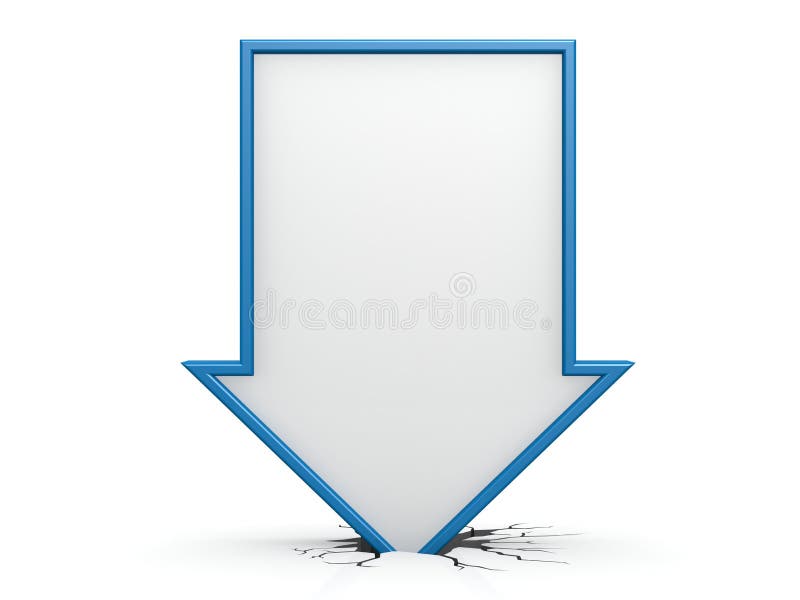 Blue straight arrow down stock illustration. Illustration of cursor ...