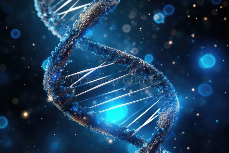 Blue Human DNA Strand Surrounded by DNA Structure Stock Illustration ...