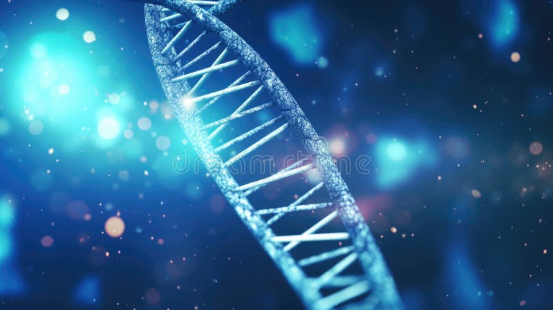 Blue Human DNA Strand Surrounded by DNA Structure Stock Illustration ...