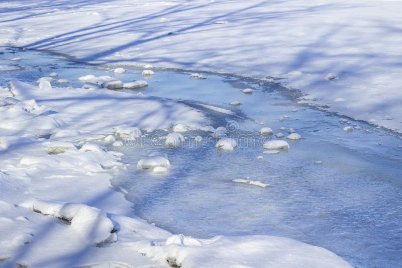 Blue Stream Flows Ice Snow Shadows Stock Photos - Free & Royalty-Free ...