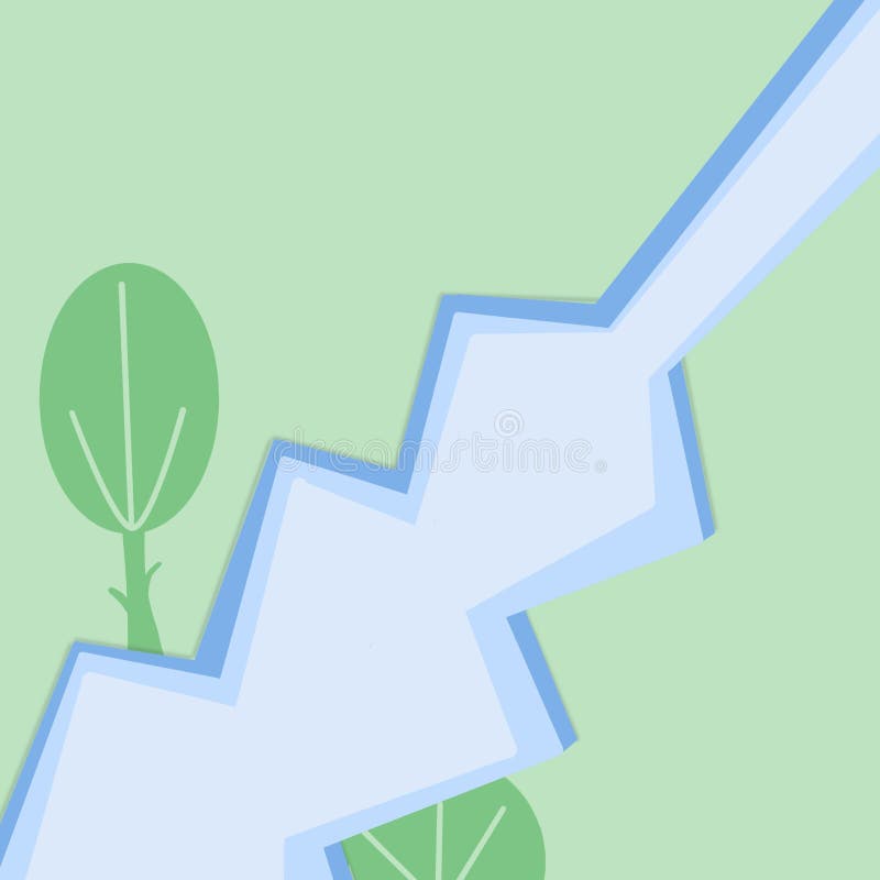 Blue Stream with Green Nature Trees Stock Illustration - Illustration ...