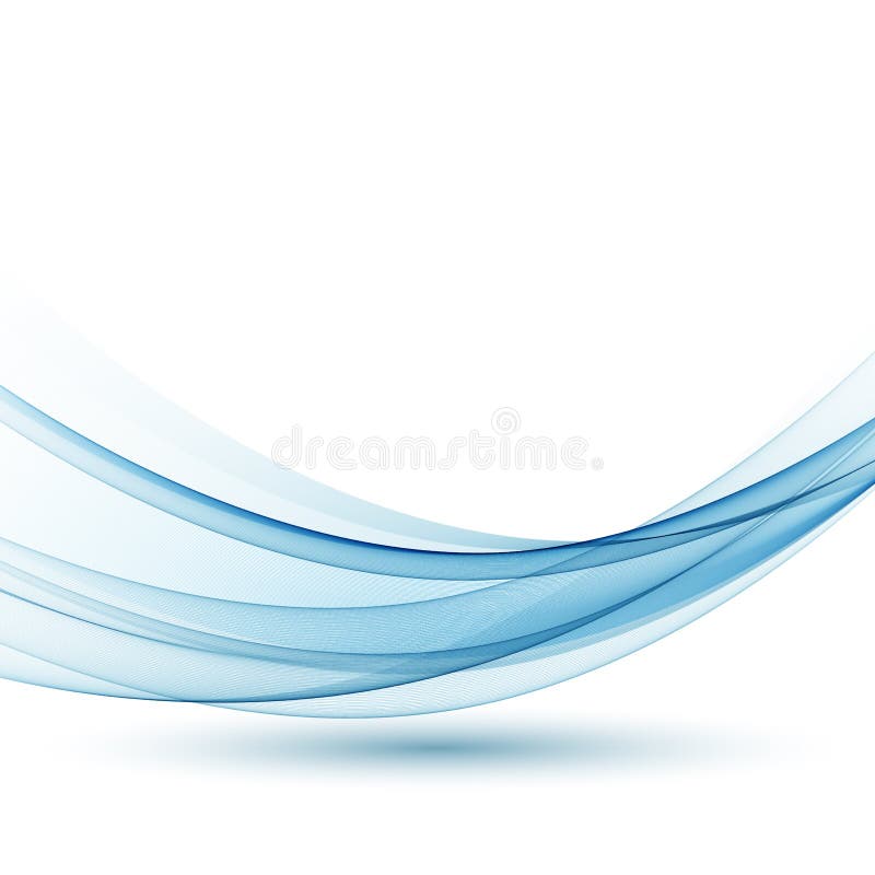 Blue Stream of Transparent Waves on a White Background. Abstract Wave ...