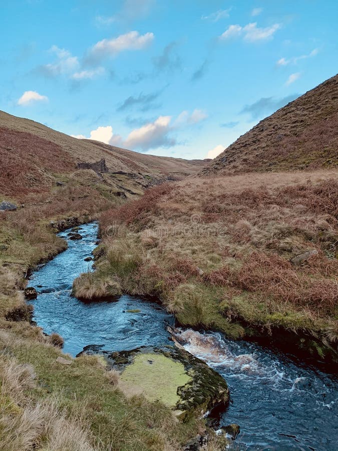 Blue stream in valley stock photo. Image of wilderness - 208908388