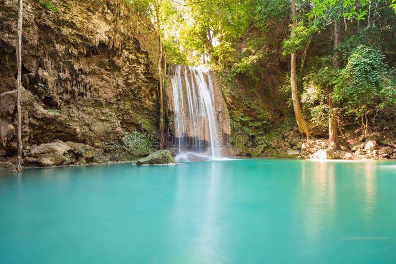 Blue stream water falls stock photo. Image of heaven - 53599236