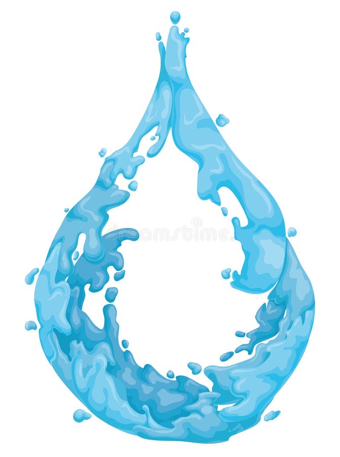 Blue Stream of Water Forming a Drop Shape in Cartoon Style, Vector ...