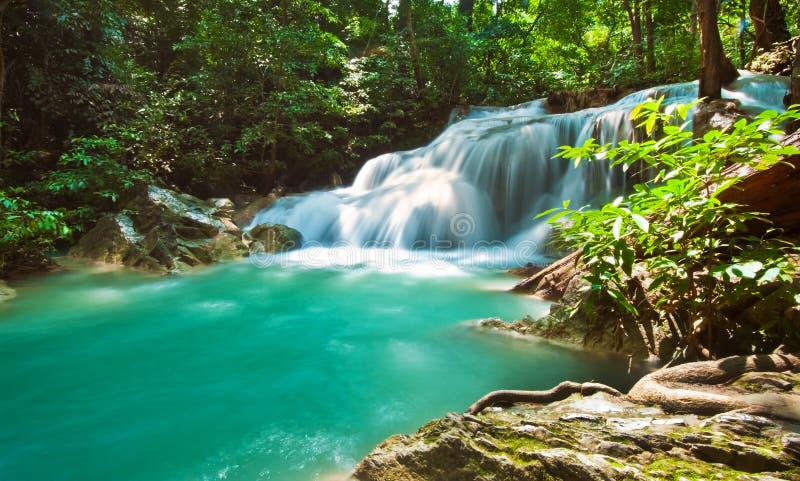 Blue stream waterfall stock photo. Image of park, cataract - 27750380