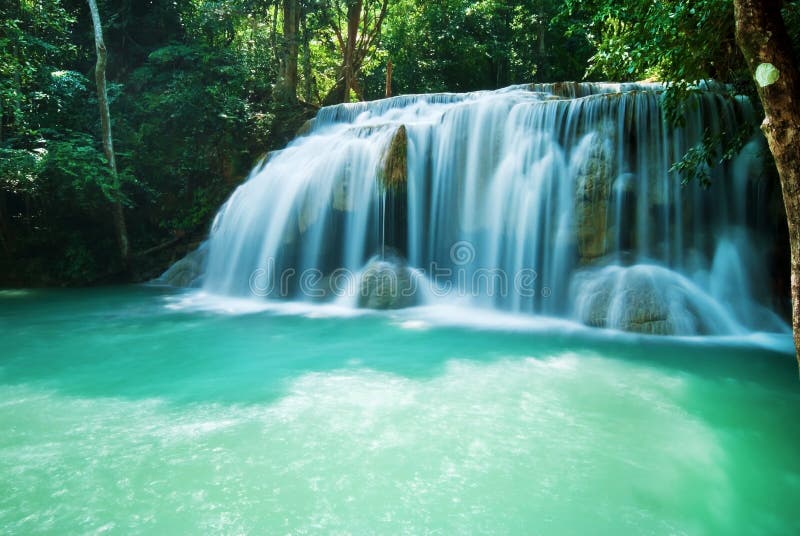 Blue stream waterfall stock image. Image of motion, heaven - 27750263