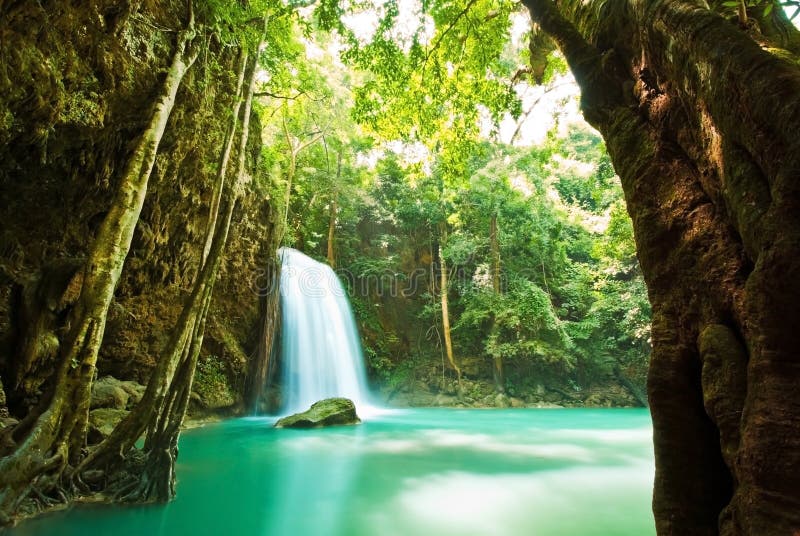 Blue stream waterfall stock photo. Image of park, cataract - 27750380