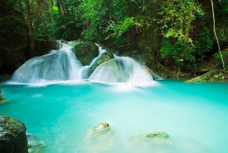 Blue stream waterfall stock image. Image of motion, heaven - 27750263