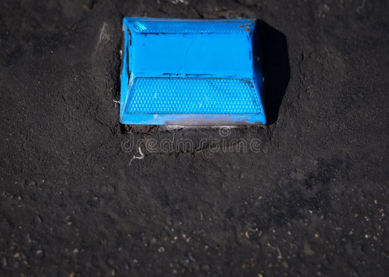 Blue Street Reflector stock photo. Image of asphalt, square - 62662462